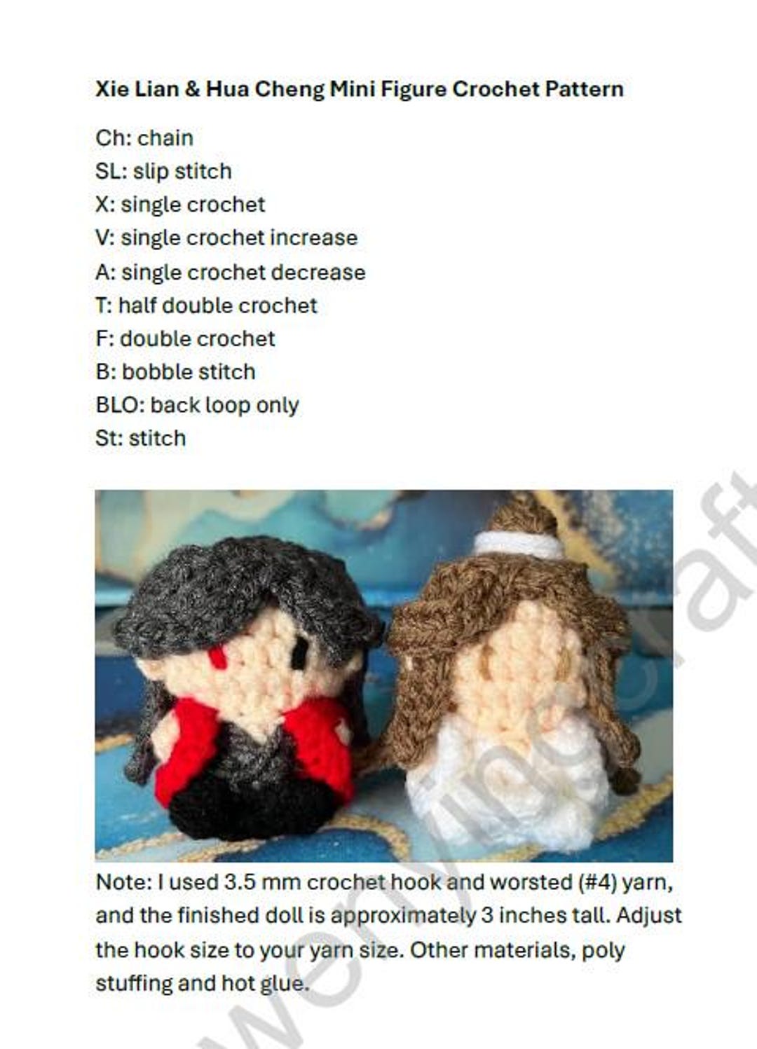 Mini Xie Lian & Hua Cheng Crochet Pattern, TGCF Inspired (PDF) - Etsy ...