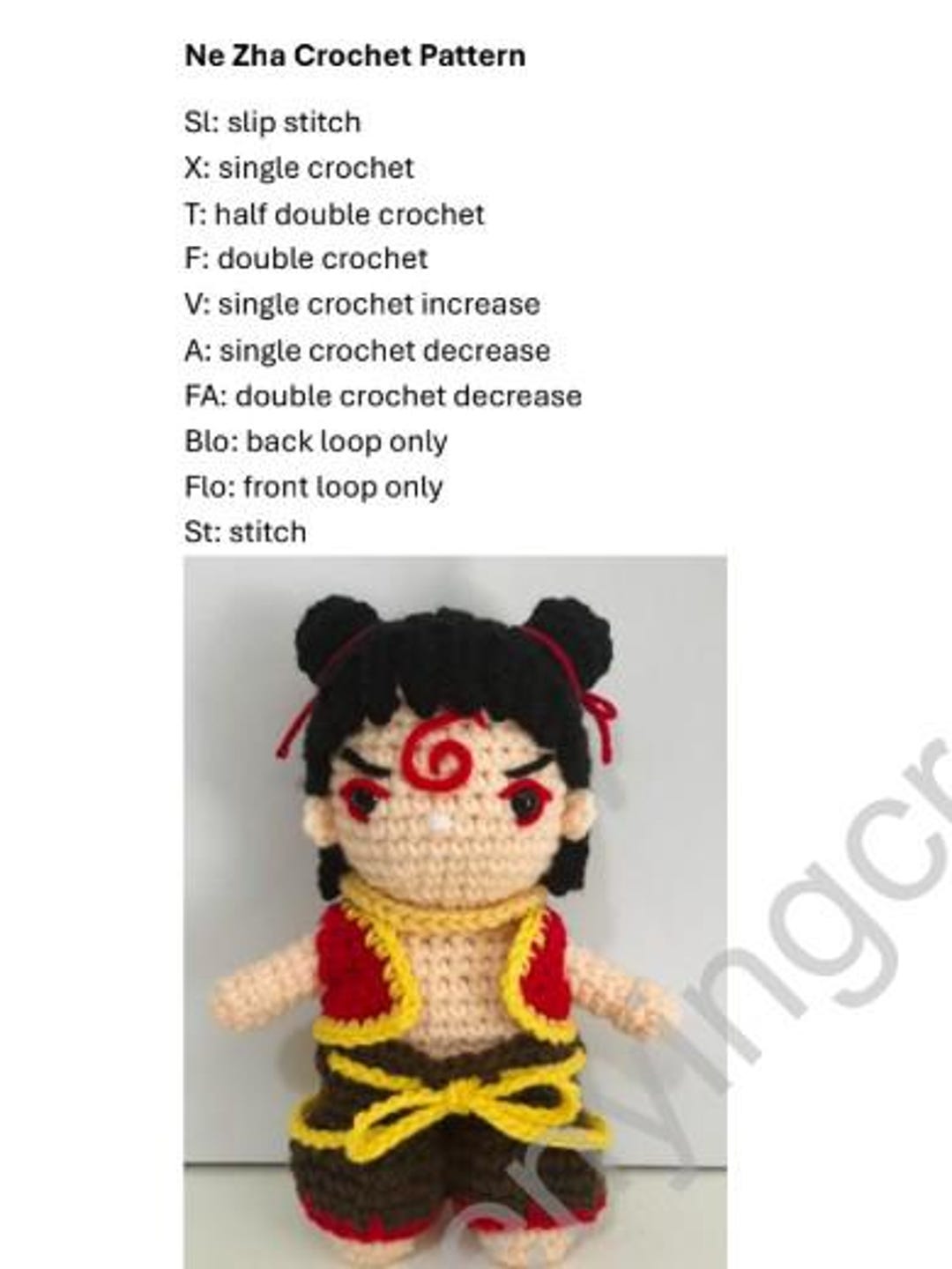Ne Zha Doll Crochet Pattern (PDF) - Etsy
