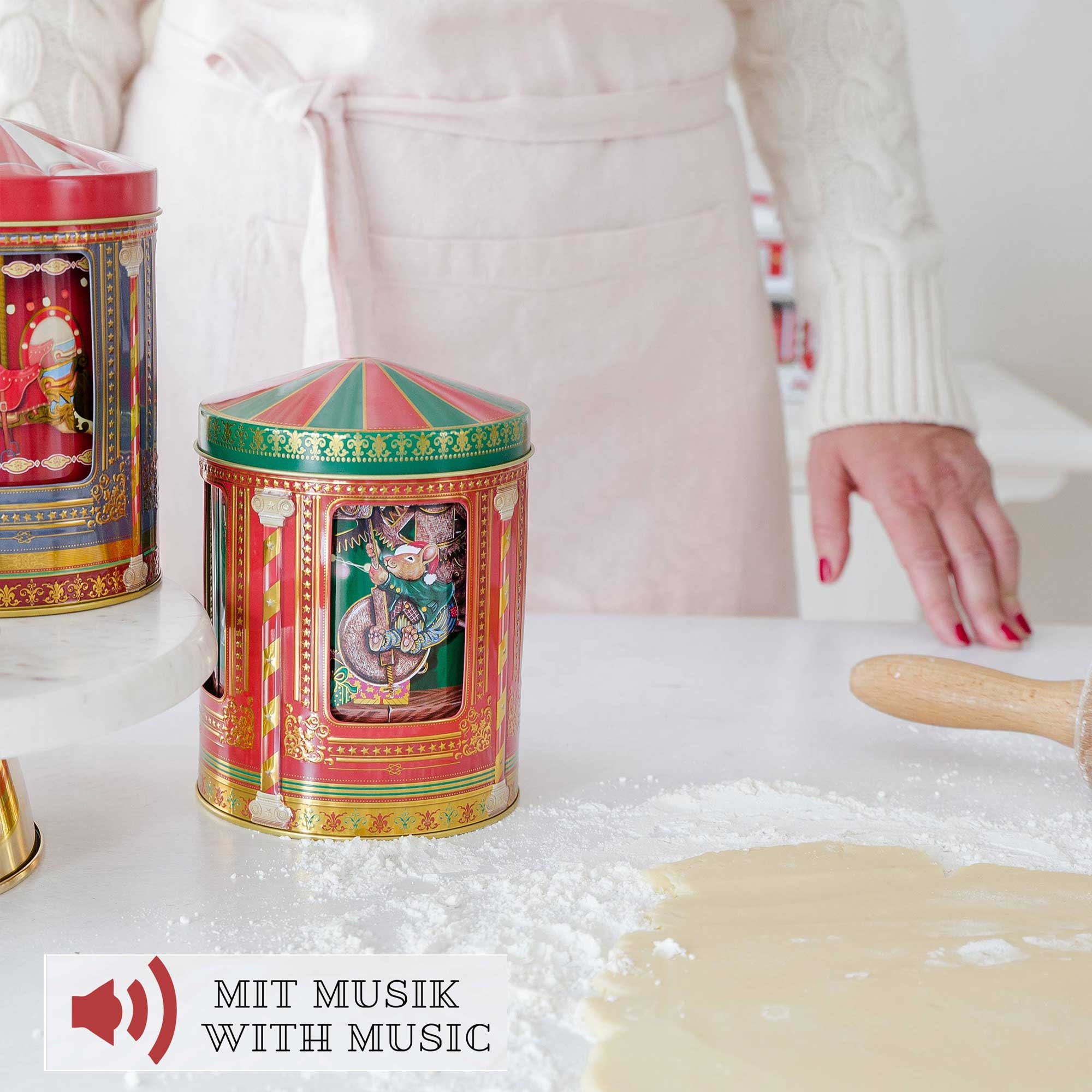 Tin Can With Music Box for Cookies and Biscuits. Vintage Christmas ...