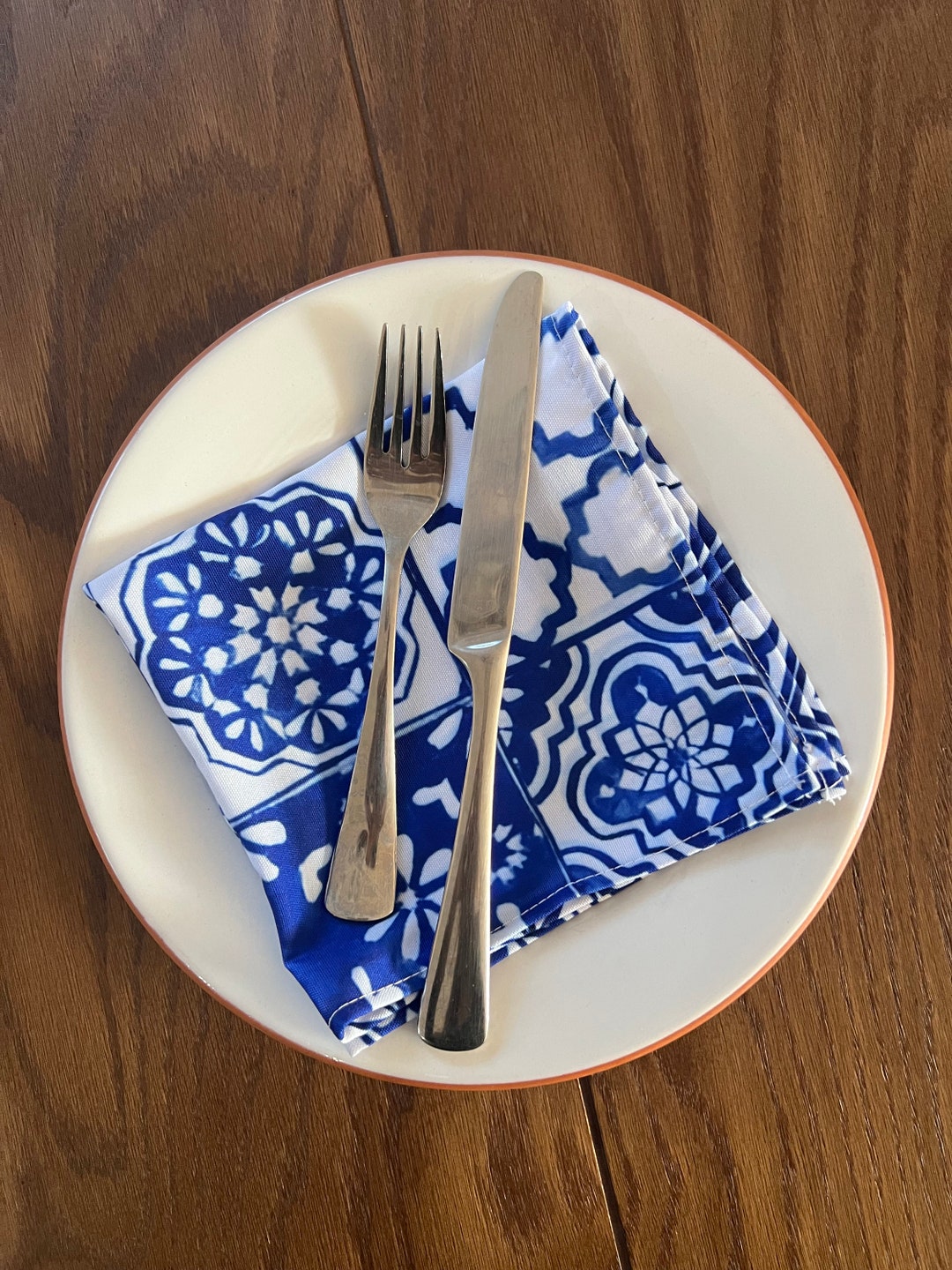 Table Napkin for Dinner or Cocktail Mexican Talavera Figures ...