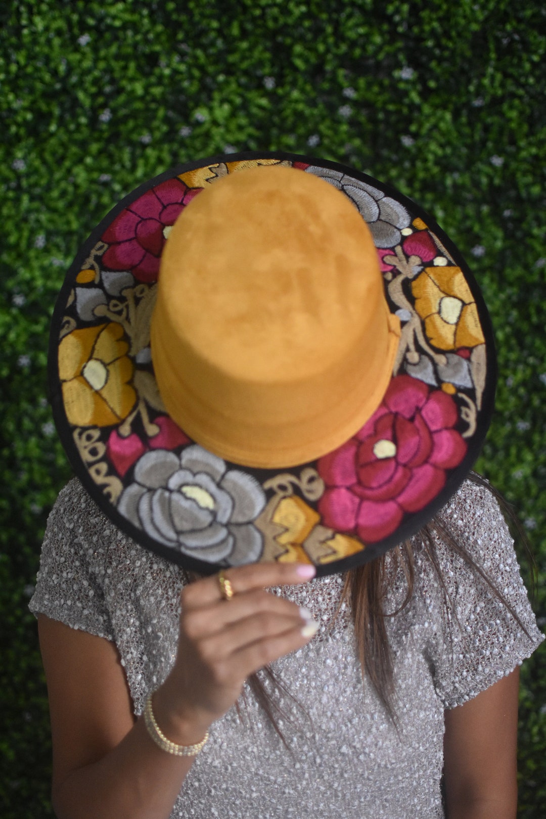 Flower Embroidered Hat Mexican Artisan Hat Womens Hat - Etsy