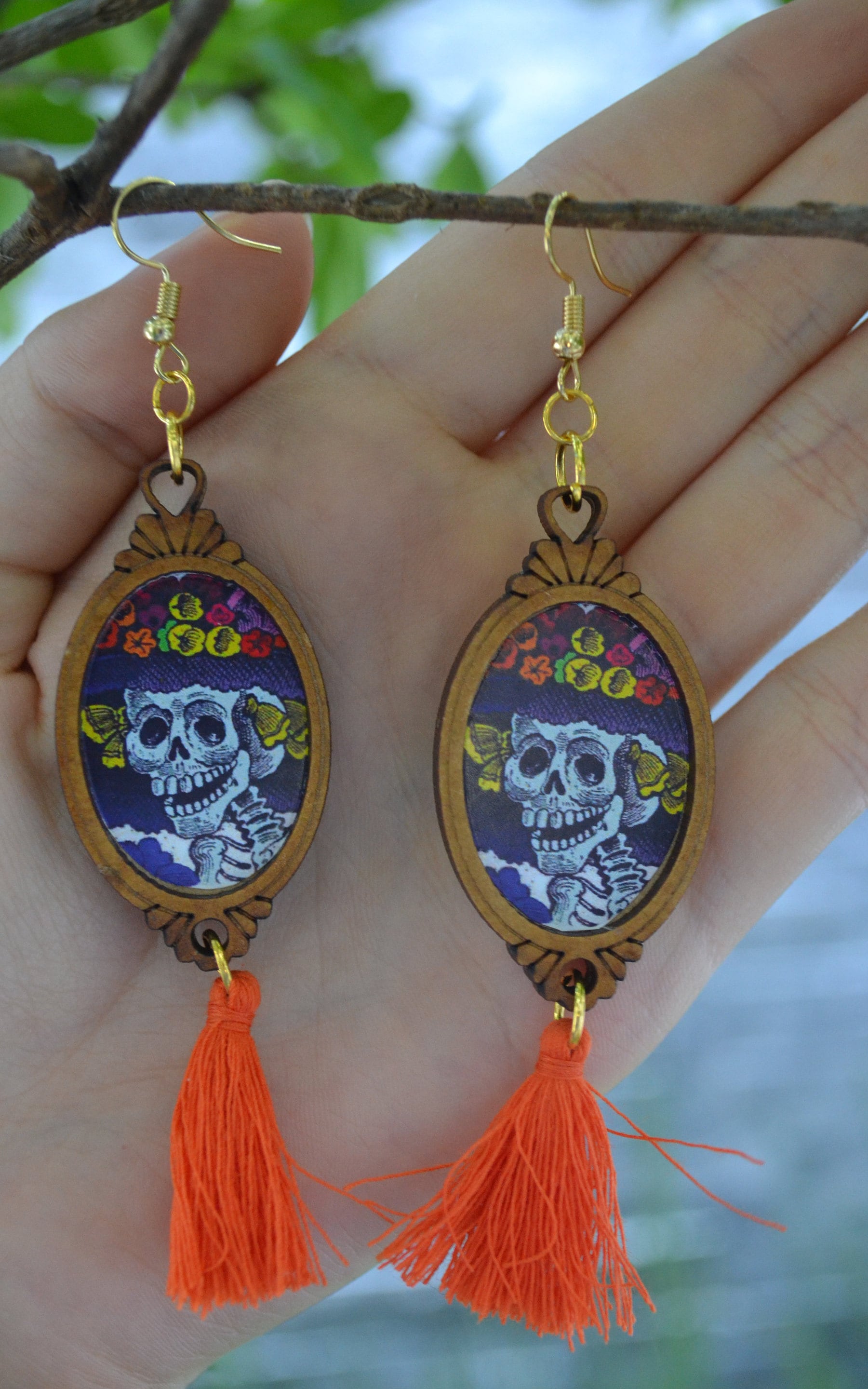 Handmade earrings wooden earrings earrings with colored | Etsy