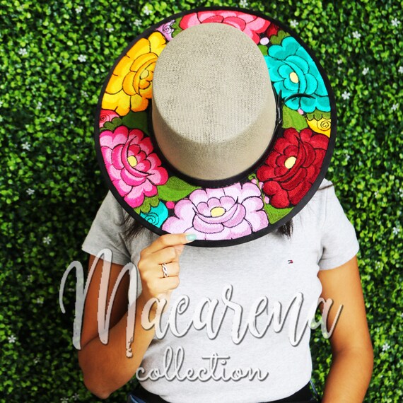 Flower Embroidered Hat Mexican Artisan Hat Womens Hat - Etsy