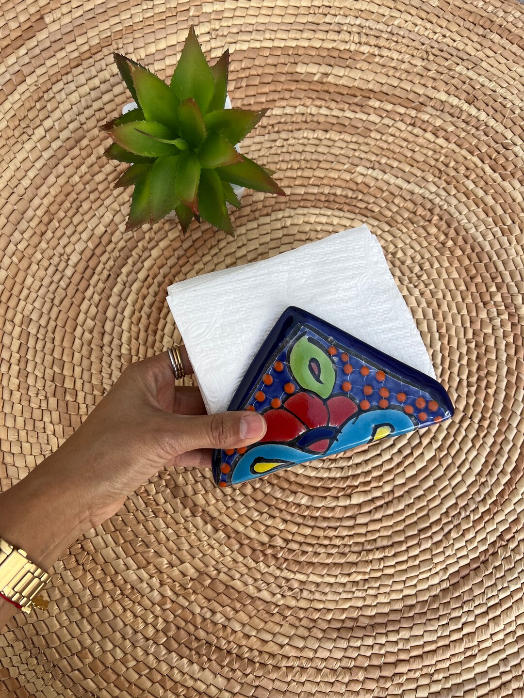 Talavera Napkin Holder Mexican Ceramic Hand Painted Dinner Napkin ...