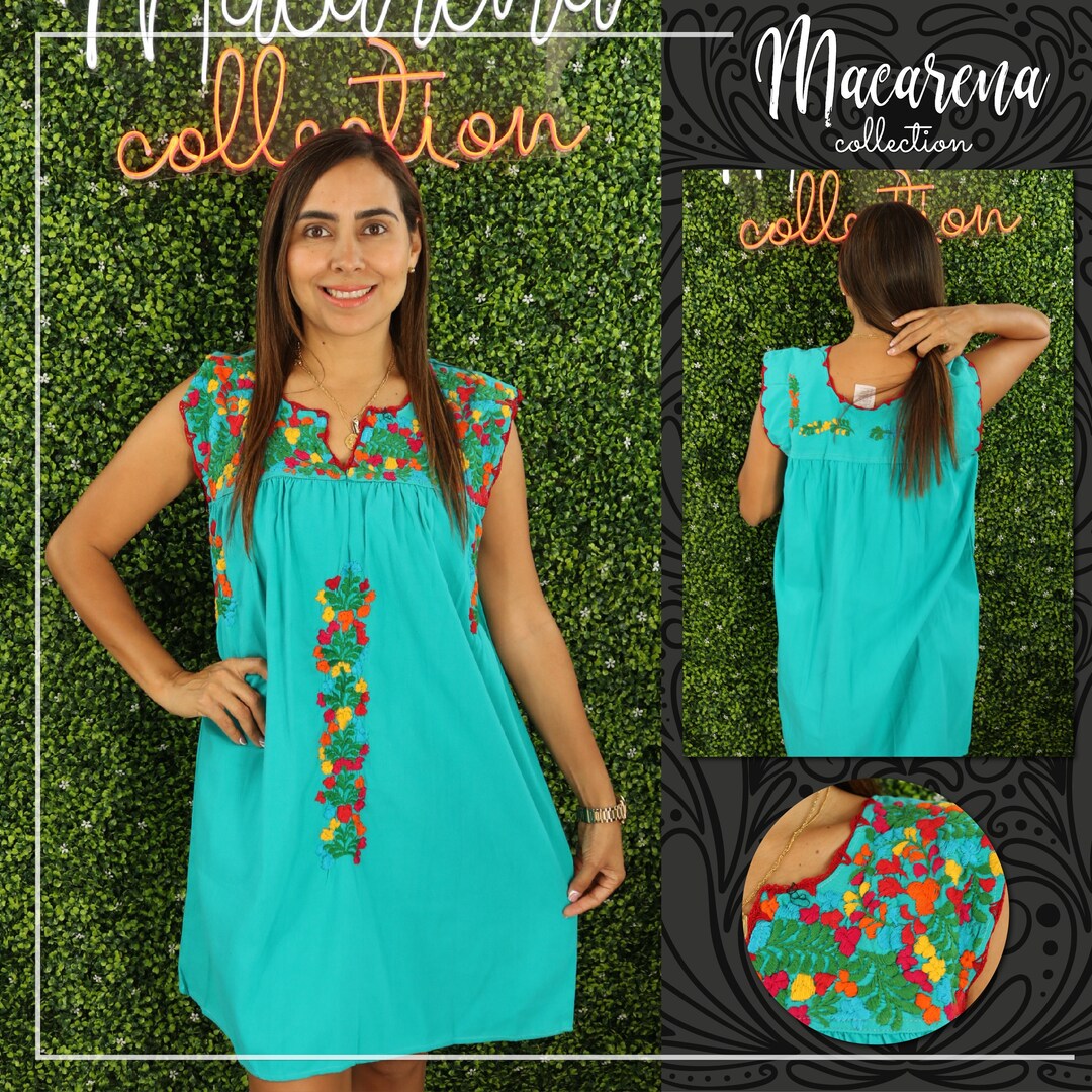 Chiapas Flowered Dress Huipil Dress Mexican Dress Mexican Embroidered ...