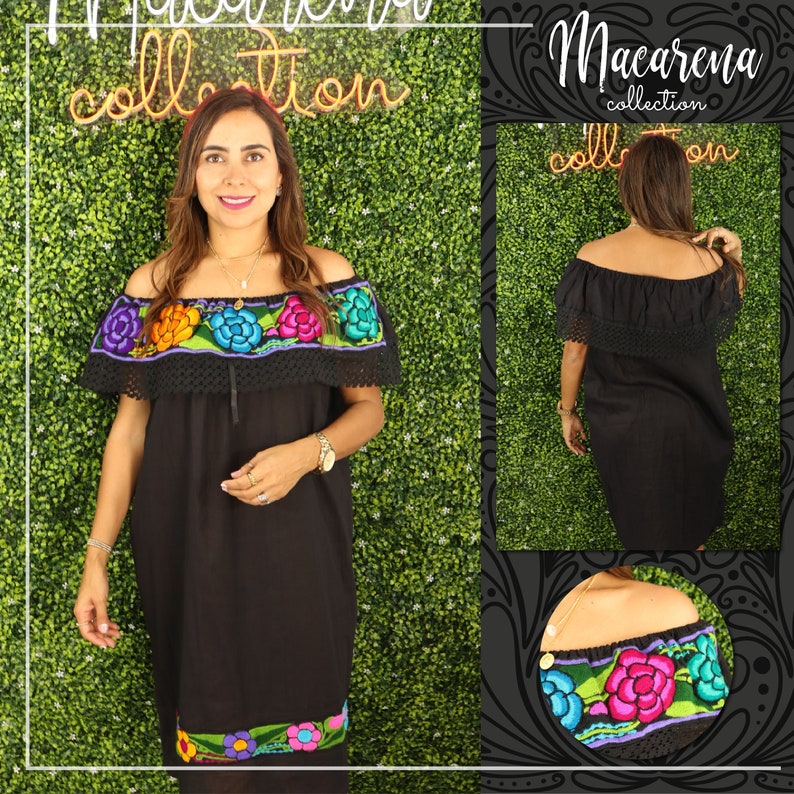 Handmade Strapless Floral Embroidered Mexican Dress - Etsy