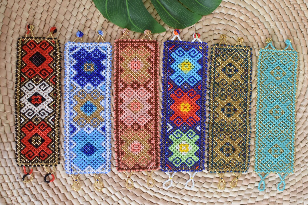 Huichol Beaded Bracelet, Mexican Folk Art Jewelry - Etsy