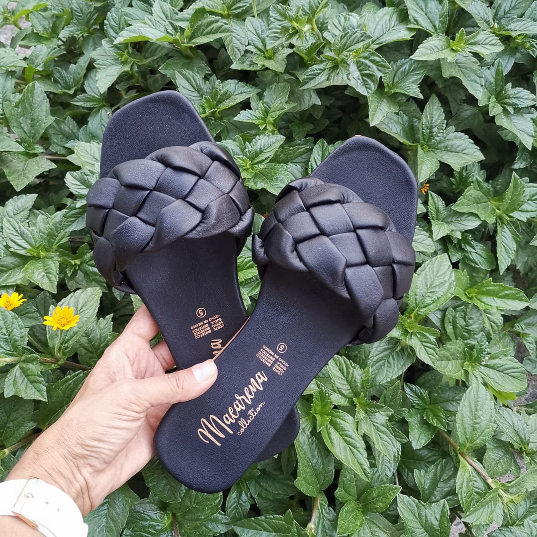 Black Braid Sandals / Shoes / Handmade / Synthetic / Ladies / Gift ...