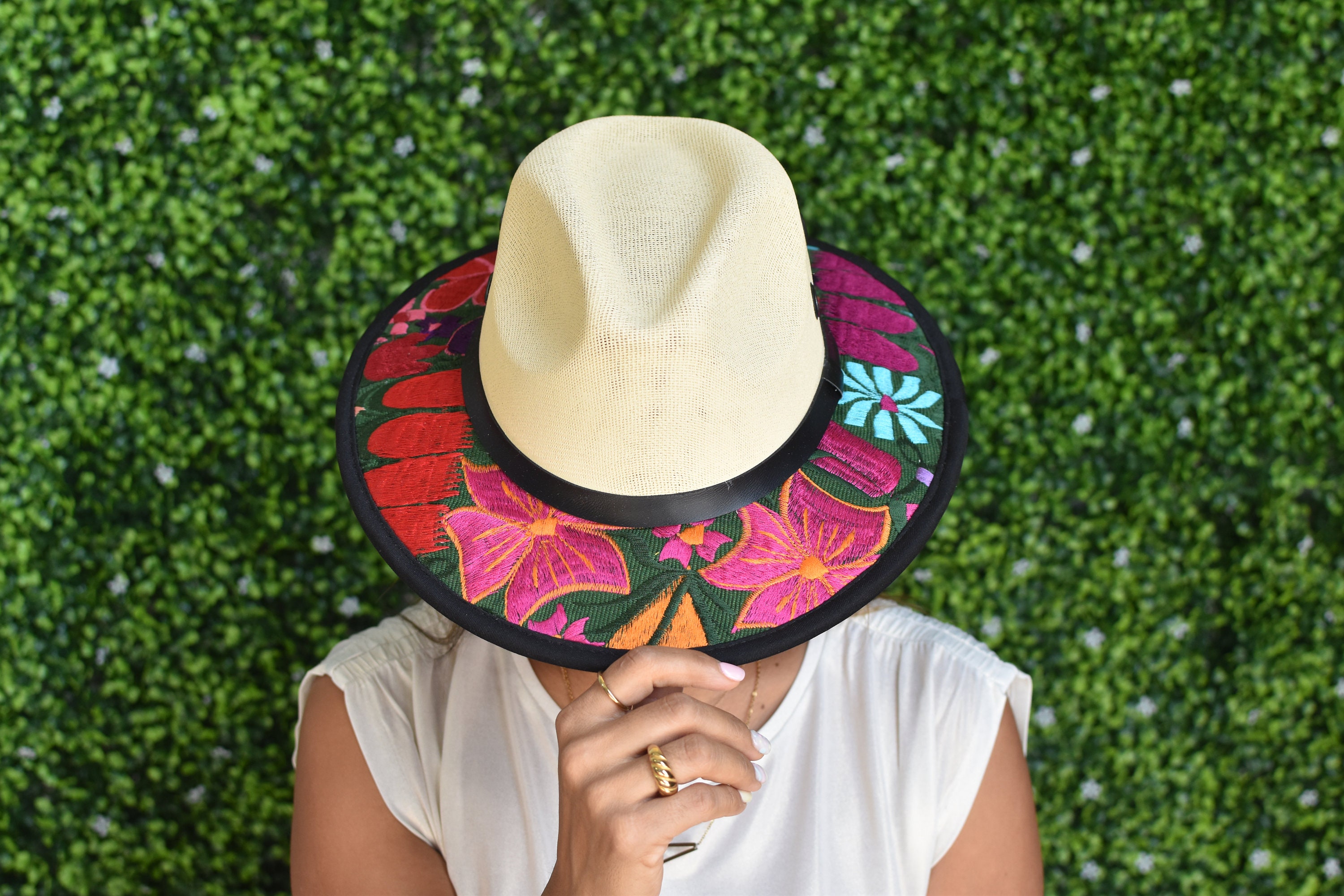Flower Embroidered Hat Mexican Artisan Hat Womens Hat - Etsy