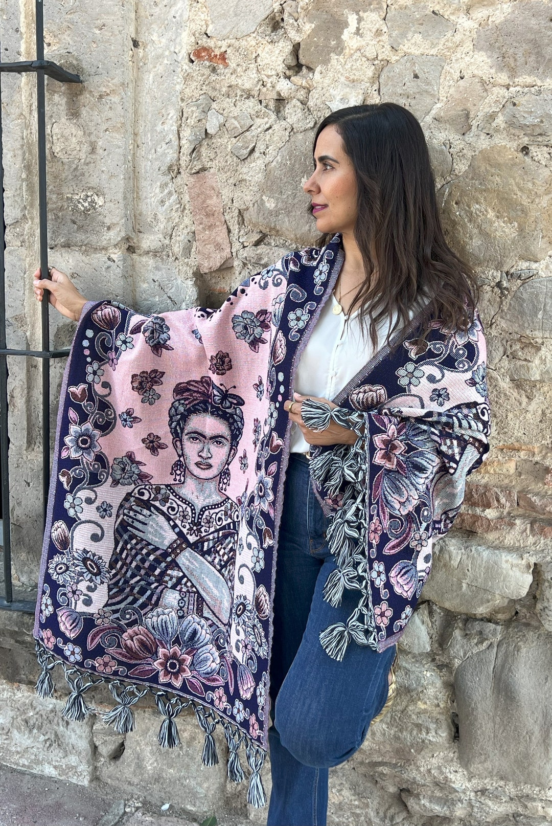 Oaxaca Mexican Rebozo Shawl: Frida Kahlo Design, Extra Long - Etsy
