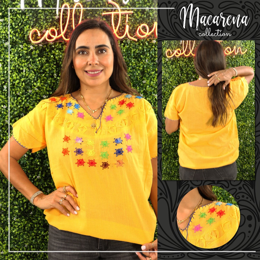 Gorgeous Vintage Embroidered Hand Woven Ethnic Floral Huipil Shirt ...