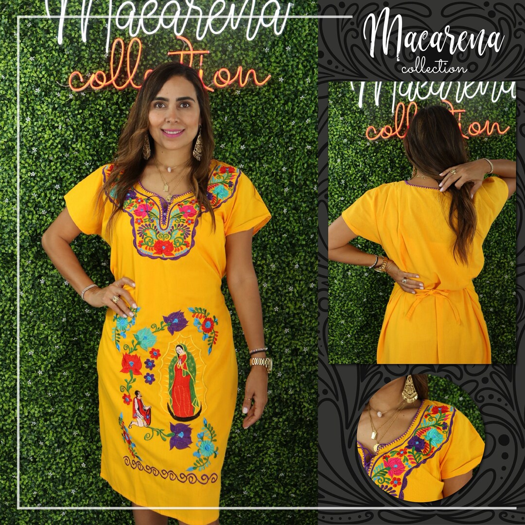 Chiapas Flowered Dress Huipil Dress Mexican Dress Mexican Embroidered ...