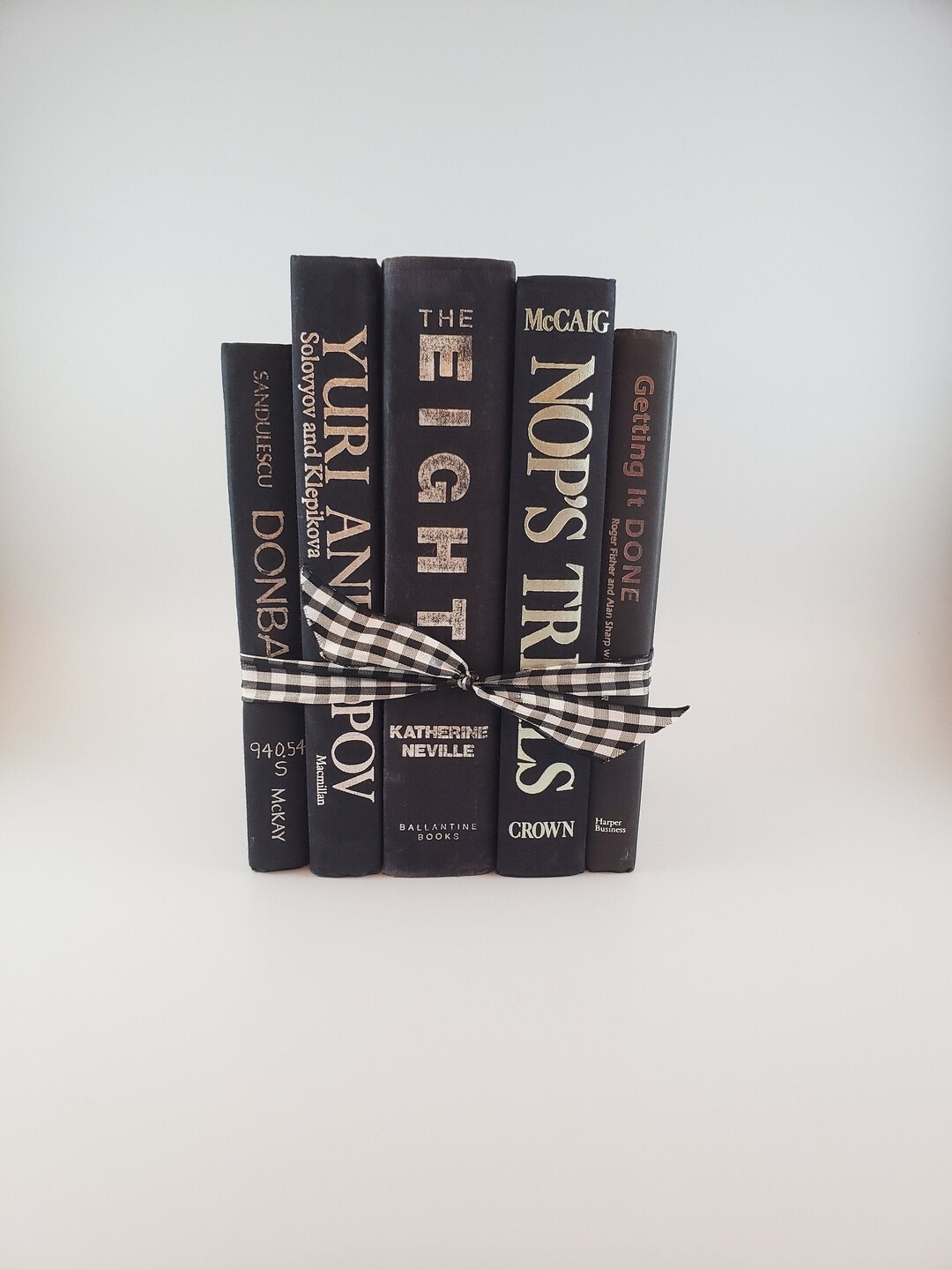 Black Vintage Book Set 5 Black Books With Silver Writing - Etsy