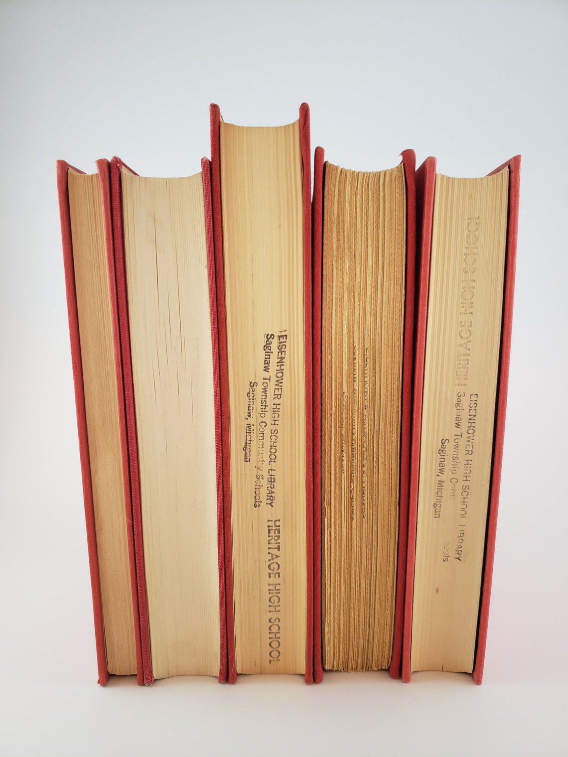 5 Vintage ALL Red Books Range of Diverse History Books - Etsy
