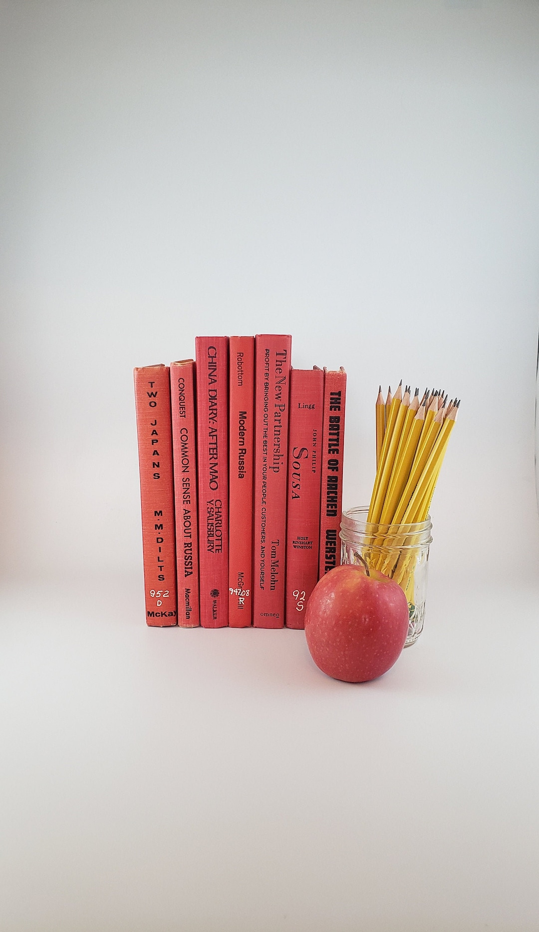 Red Vintage Book Set 7 Old Books Books by Color Bookstack Bookcase ...