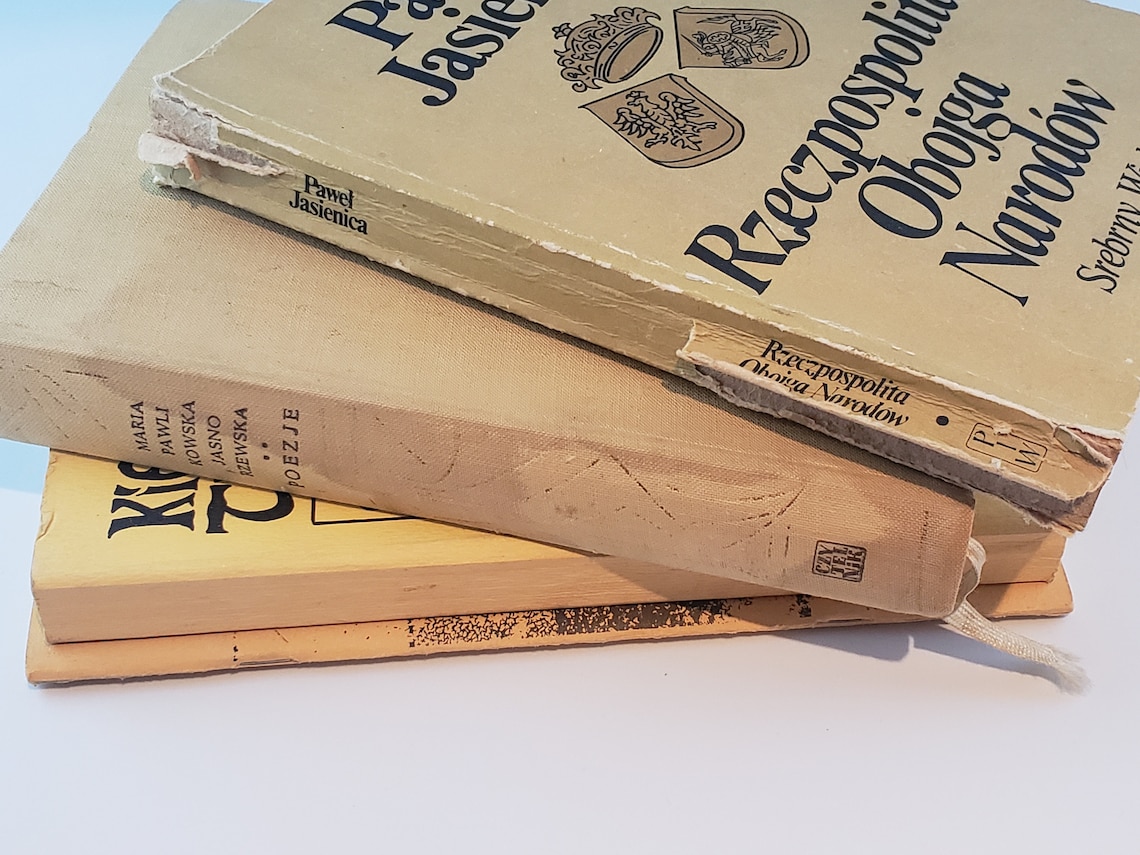 Pale Yellow Vintage Polish Books 4 Old Books Written in Polish Warm ...
