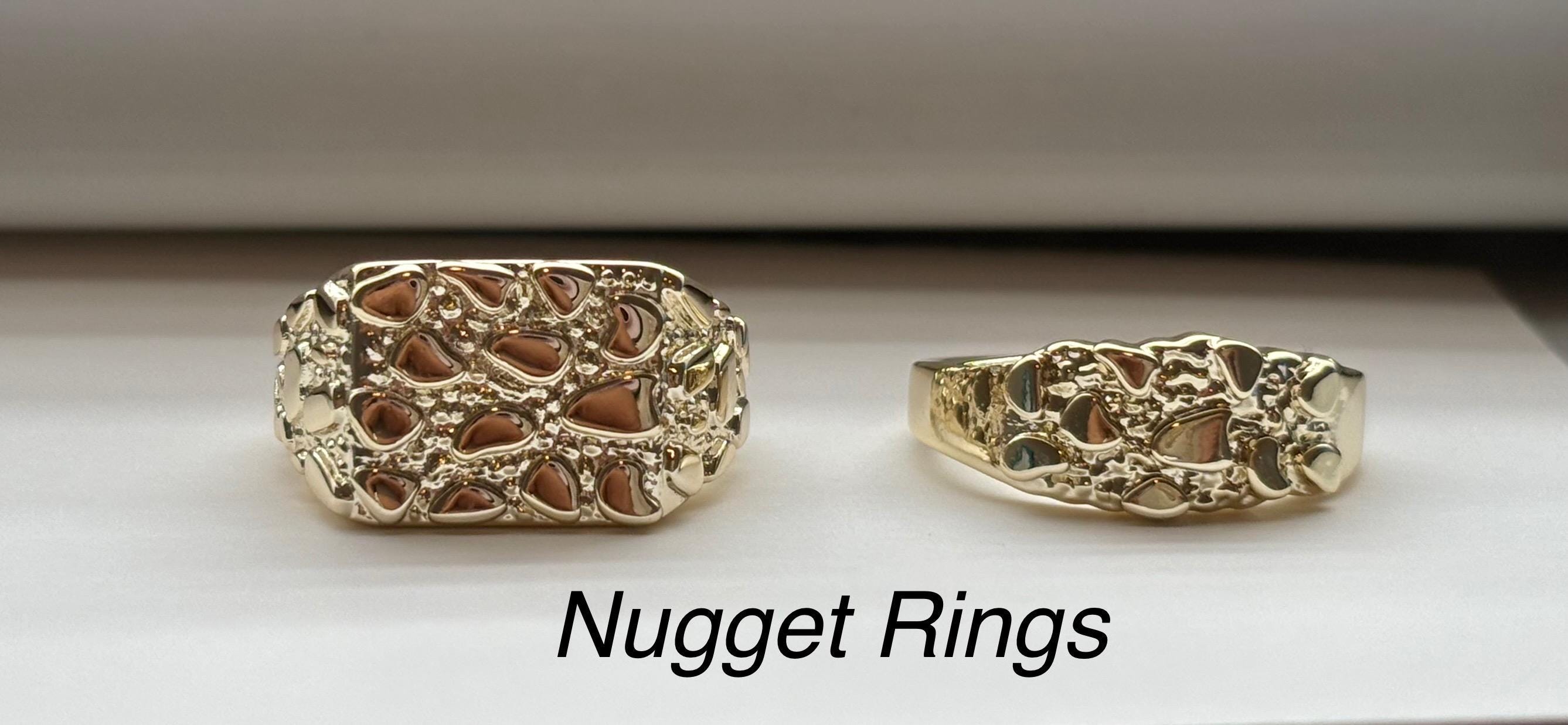 Nugget Ring Set for Men – Nugget Rings for Men (two Rings) Gold Plated ...