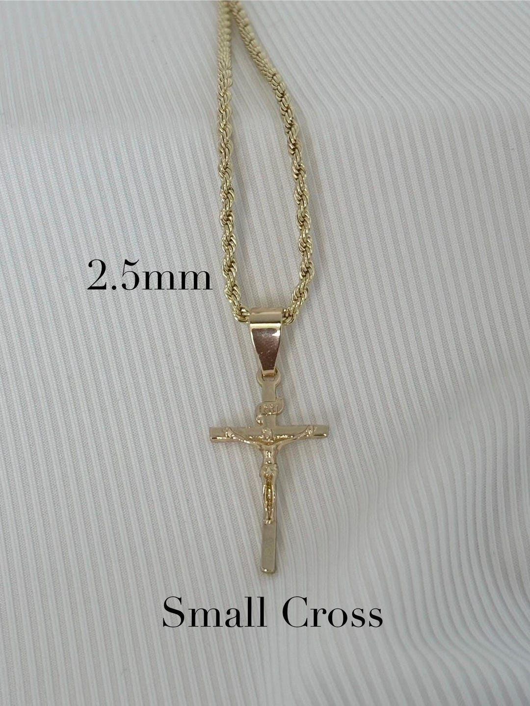 Cross Necklace With 2.5mm 22” Rope Chain Small Cross Rope Chain, With ...
