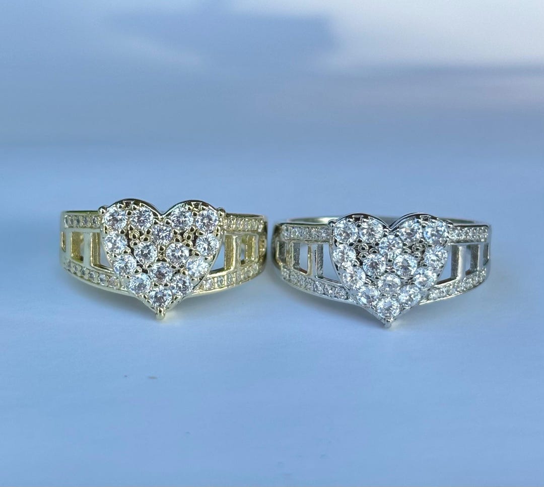 Chic Gold Layered Heart Ring for Women - Etsy