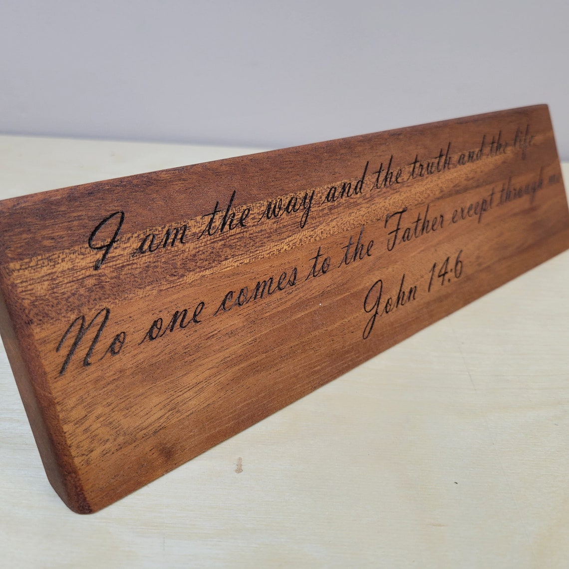Bible Verse Wooden Plaque Custom Laser Engraved Mahogany Easter Church ...