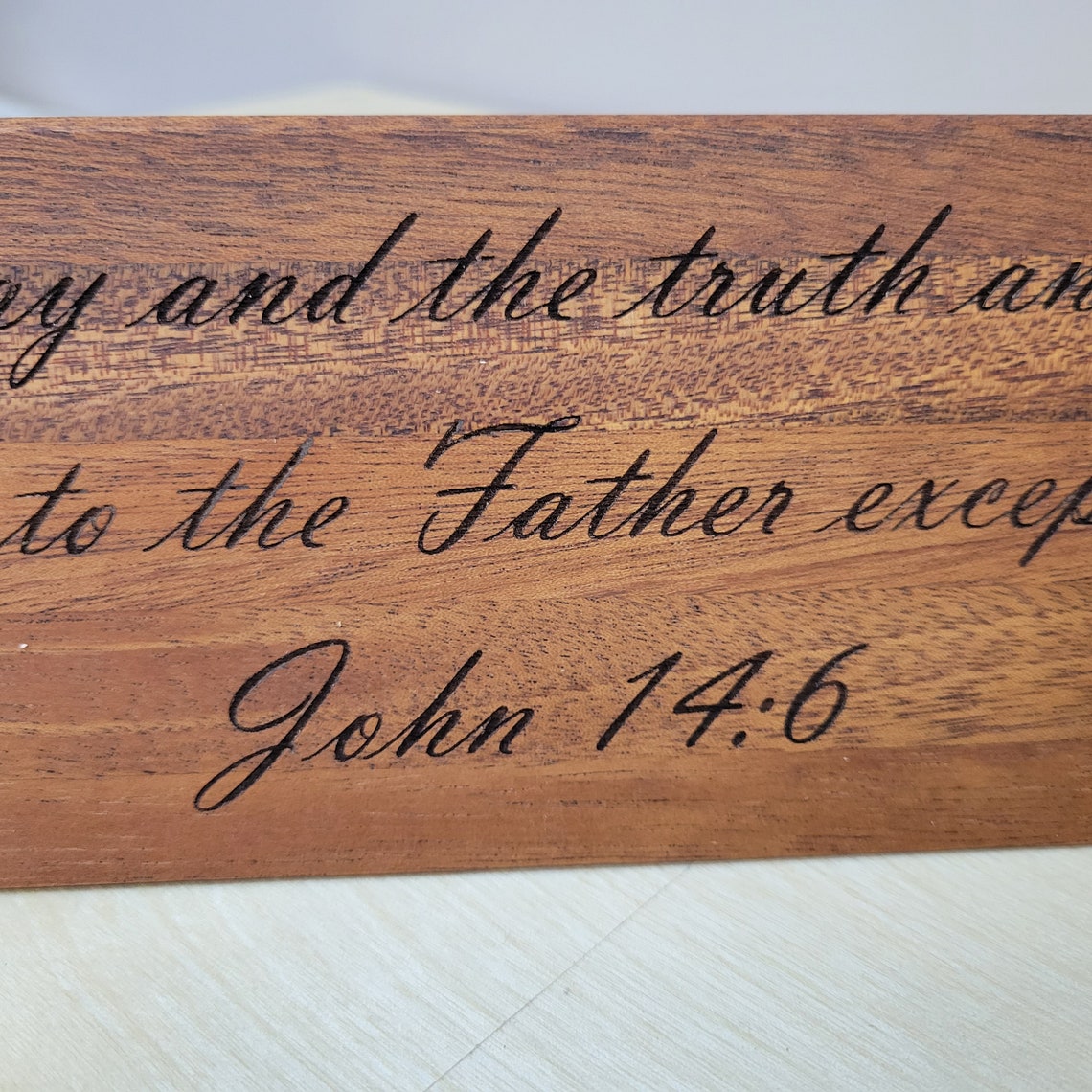 Bible Verse Wooden Plaque Custom Laser Engraved Mahogany Easter Church ...