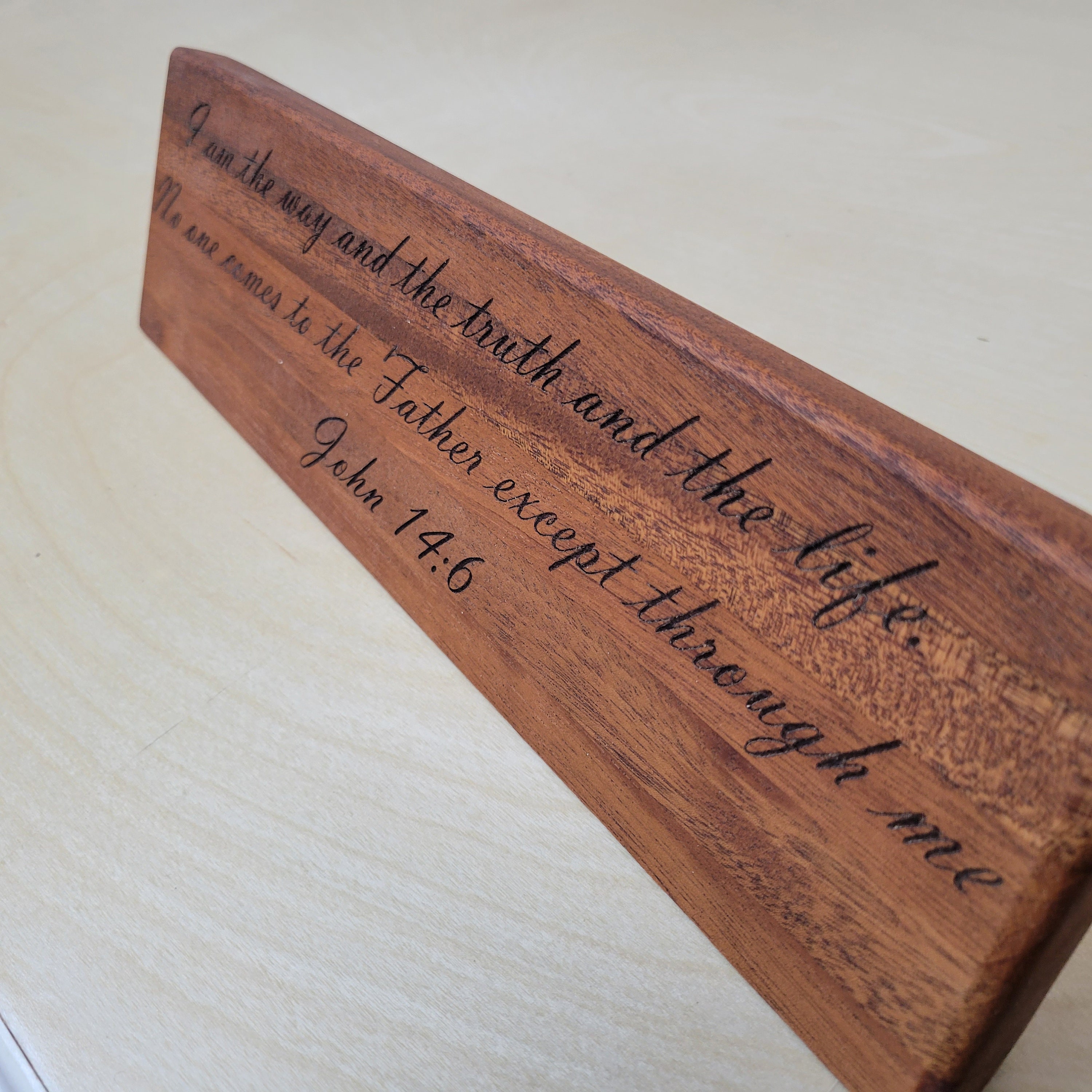 Bible Verse Wooden Plaque Custom Laser Engraved Mahogany Easter Church ...