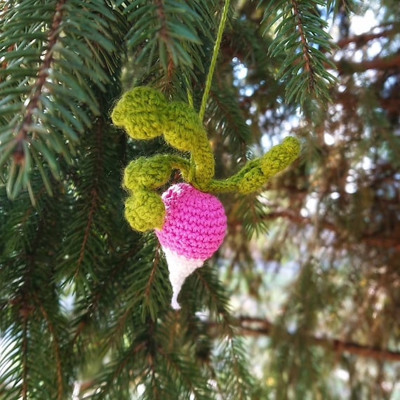 Christmas Radish Food Ornament Crochet Montessori Vegetable - Etsy