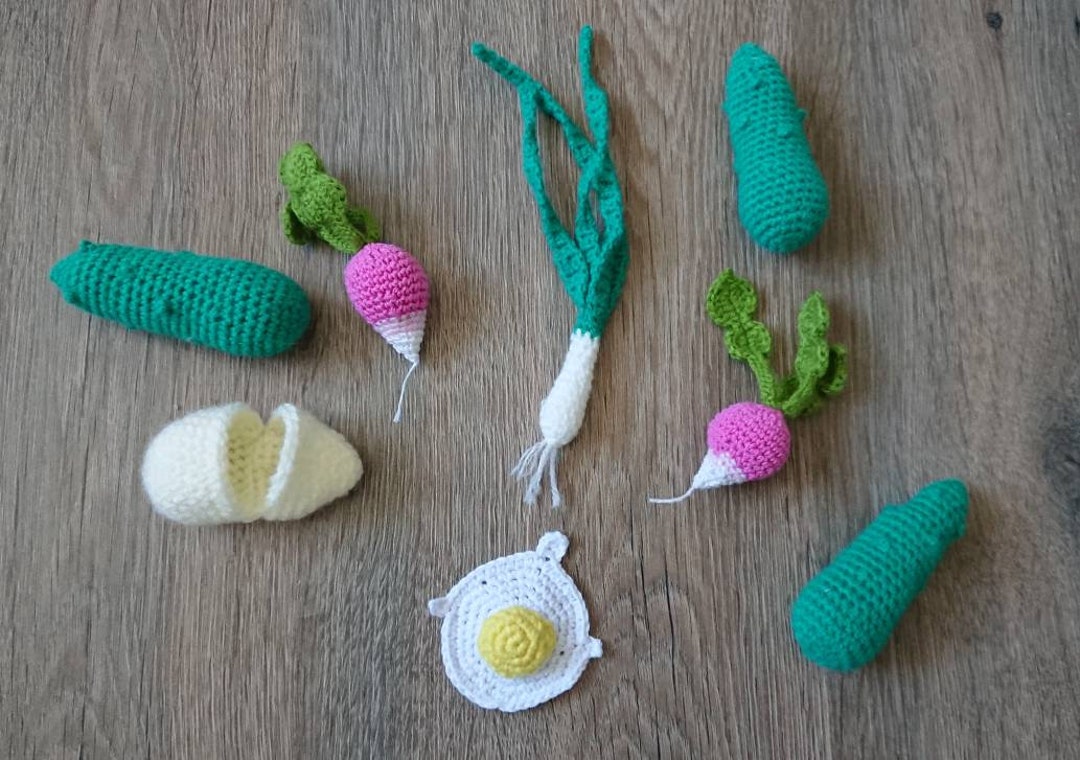 Preppy Vegetable Decor Amigurumi Fake Food Crochet Vegetables 7 Pcs Set ...