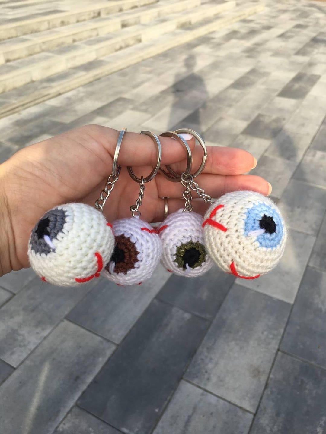 Crochet Eyeball Keychain Halloween Amigurumi Creepy Gift Cute Goth ...