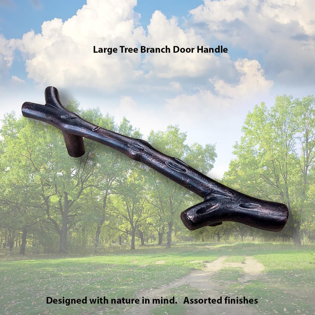 A Large Tree Branch Door Pull - Iron Barn Door Handle - for Doors and ...