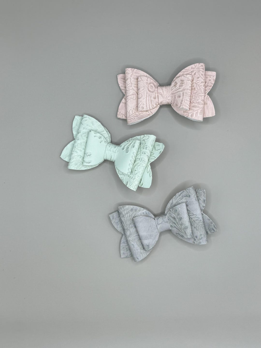 Embossed Faux Leather Bows, Bows for Girls, Faux Leather Bows, Solid ...