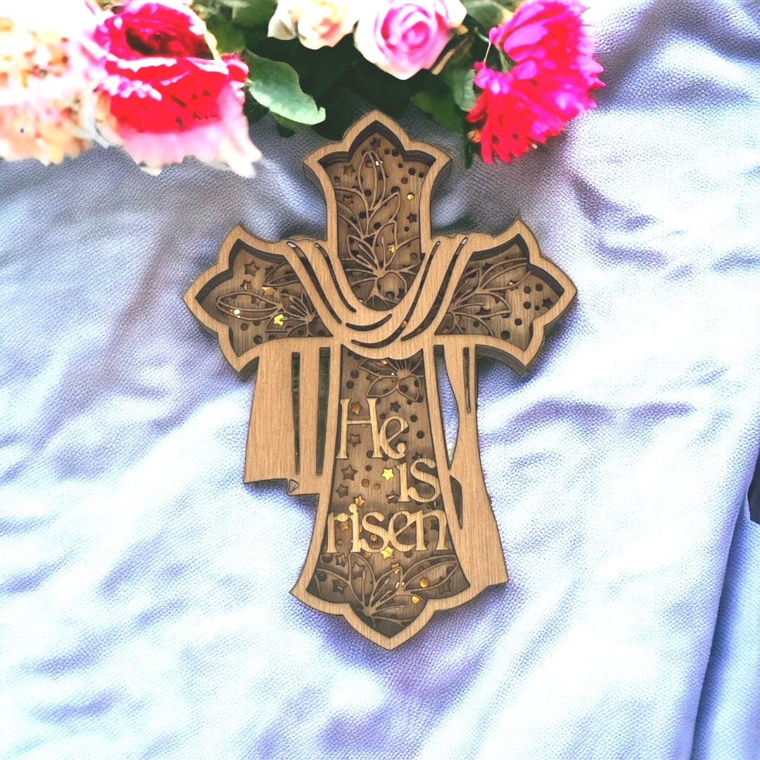 Lighted He is Risen Easter Cross - Etsy