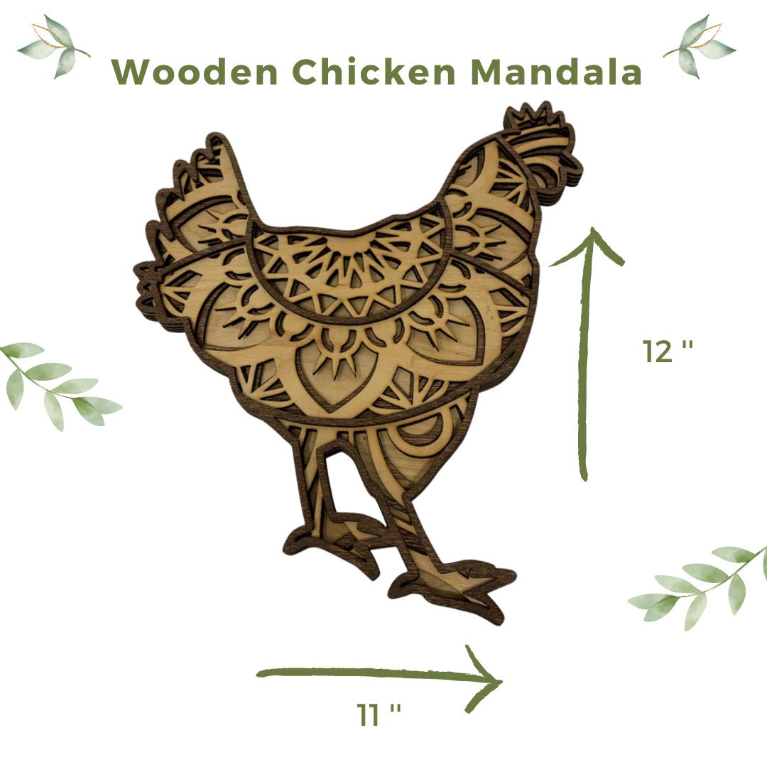 Rustic Wooden Chicken Mandala Wall Art for Farmhouse and - Etsy