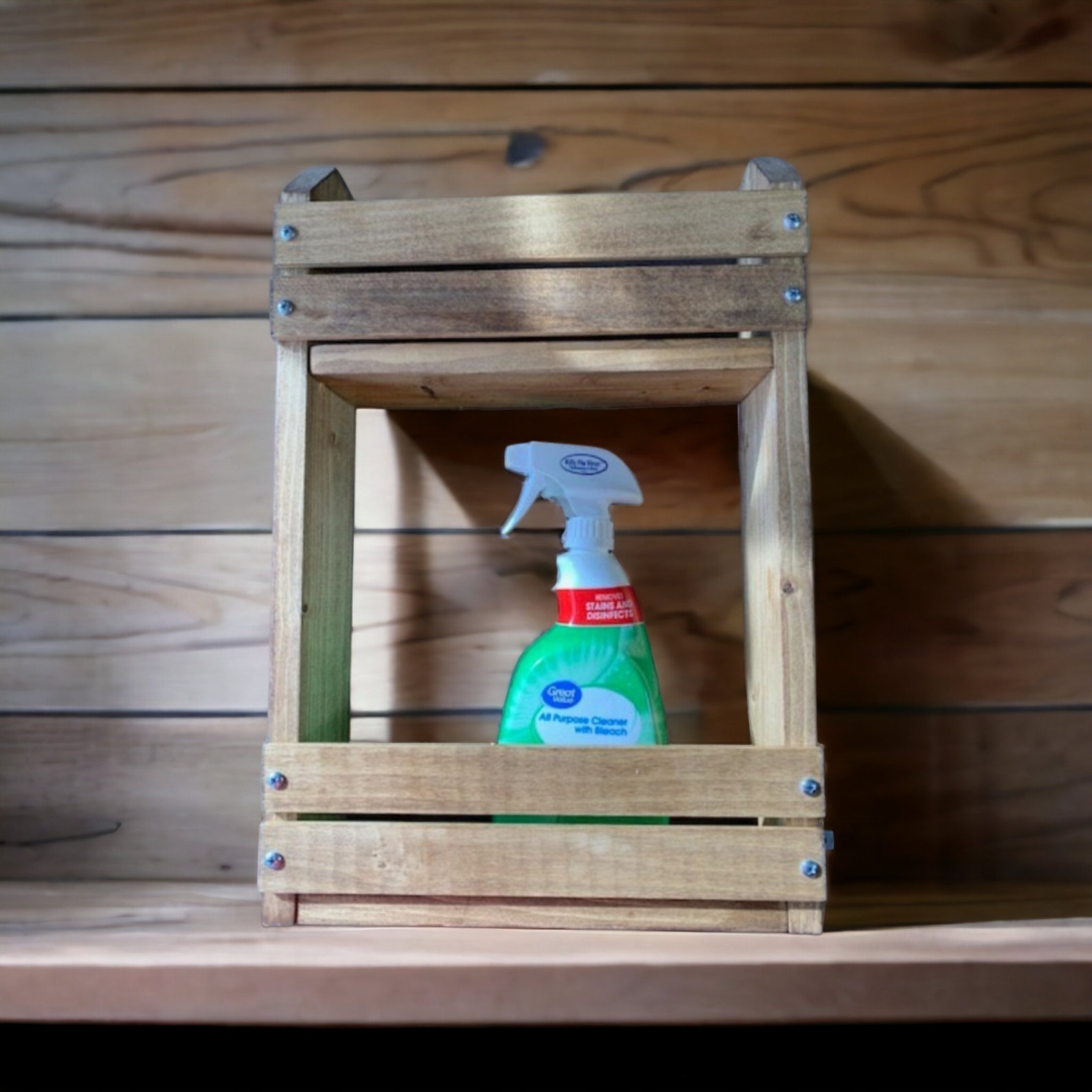 Under Sink Golden Oak Wood Cleaner Storage Shelf Organizer - Etsy