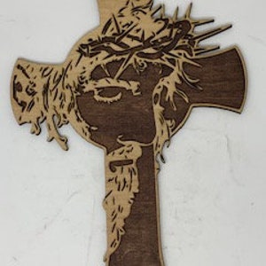 Jesus Face Thorned Cross, Layered Wood Laser Cut - Etsy
