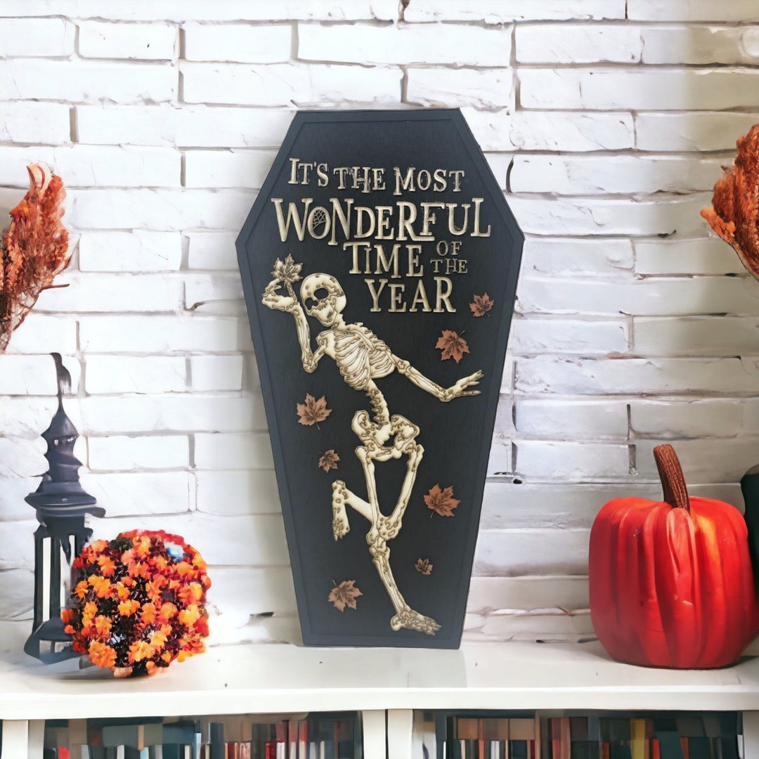 3D Wood Skeleton Coffin: Rustic Spooky Fall Decor Sign - Etsy