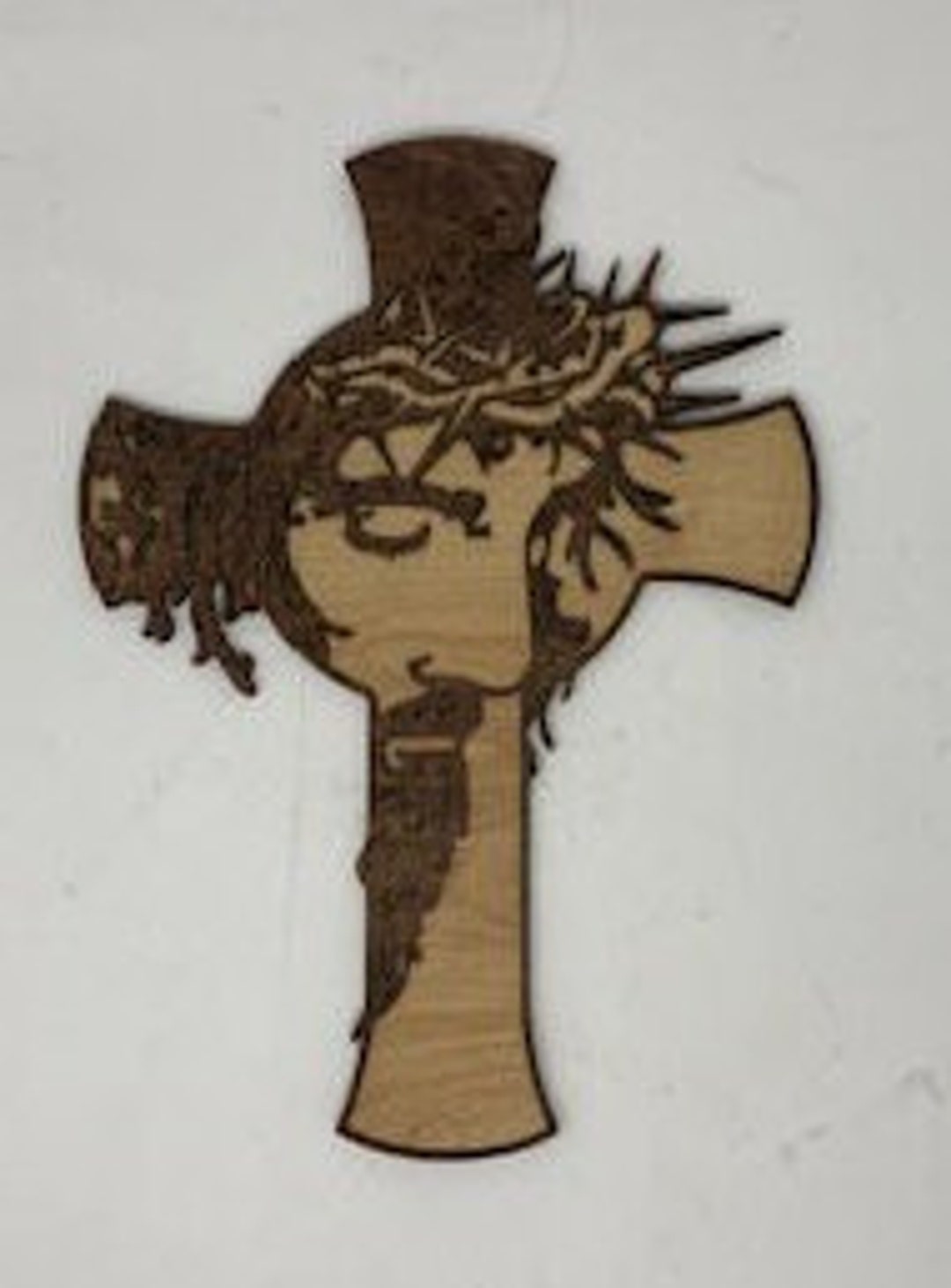 Jesus Face Thorned Cross, Layered Wood Laser Cut - Etsy