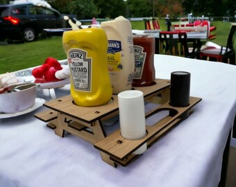 Wood Snack Server, Beer Can Tote, Picnic Table Caddy, Condiment Holder ...