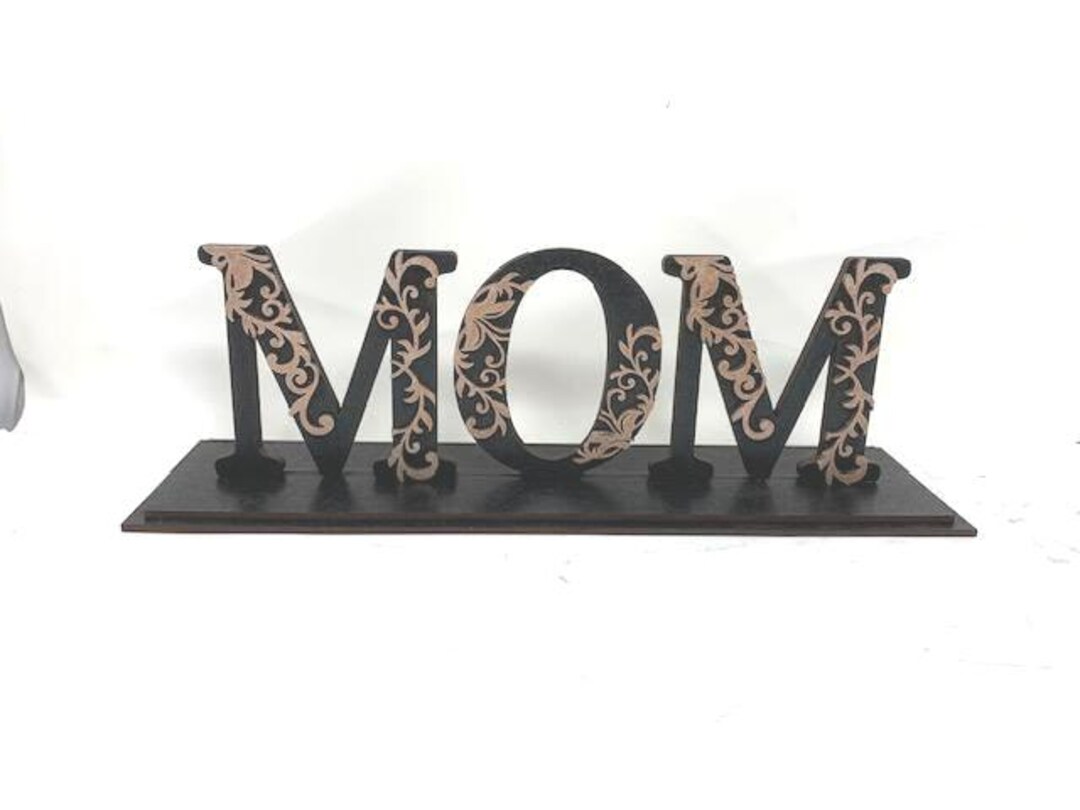 Mom Sign With Flourishes, Gold White Black Mom Centerpiece. - Etsy