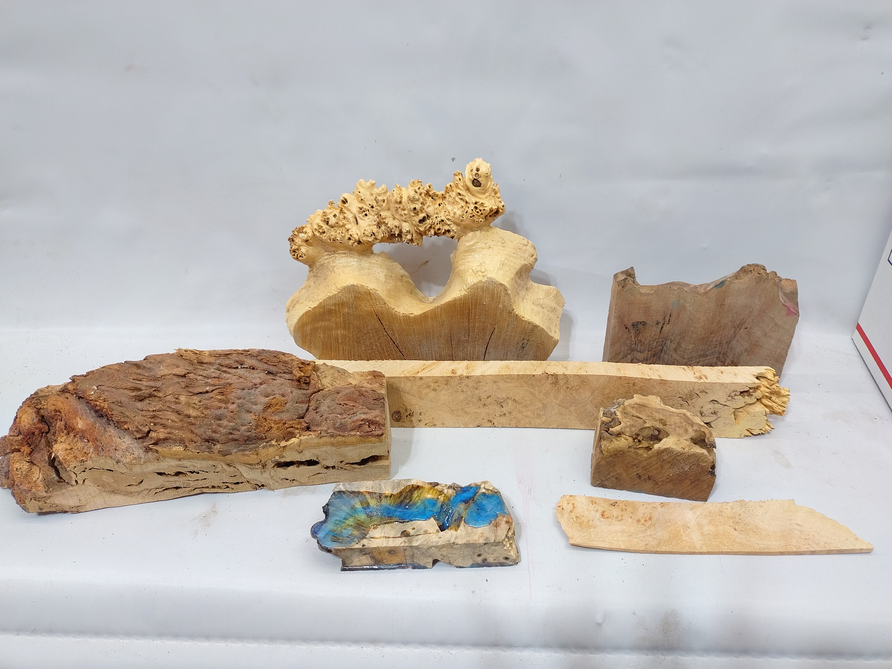 Large Flat Rate Box Filled With Live Edge Mixed Burl Cut-offs Materials ...
