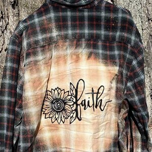 FAITH Flannel Shirt. Sunflower. Sunflower Flannel. Bleached Flannel. Faith in God. Christmas ...