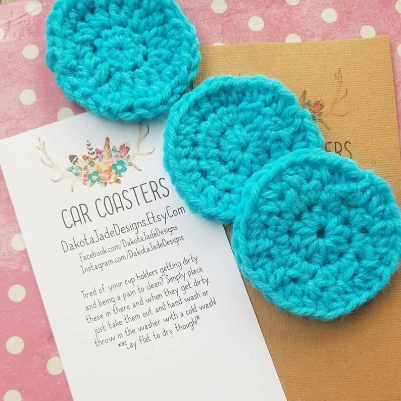 Bright Blue Car Coasters Crochet Car Coasters Soft Car - Etsy