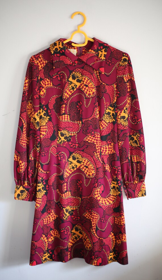 Vintage 1970s Dragon Print Dress - Gem