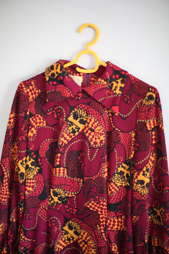 Vintage 1970s Dragon Print Dress - Gem