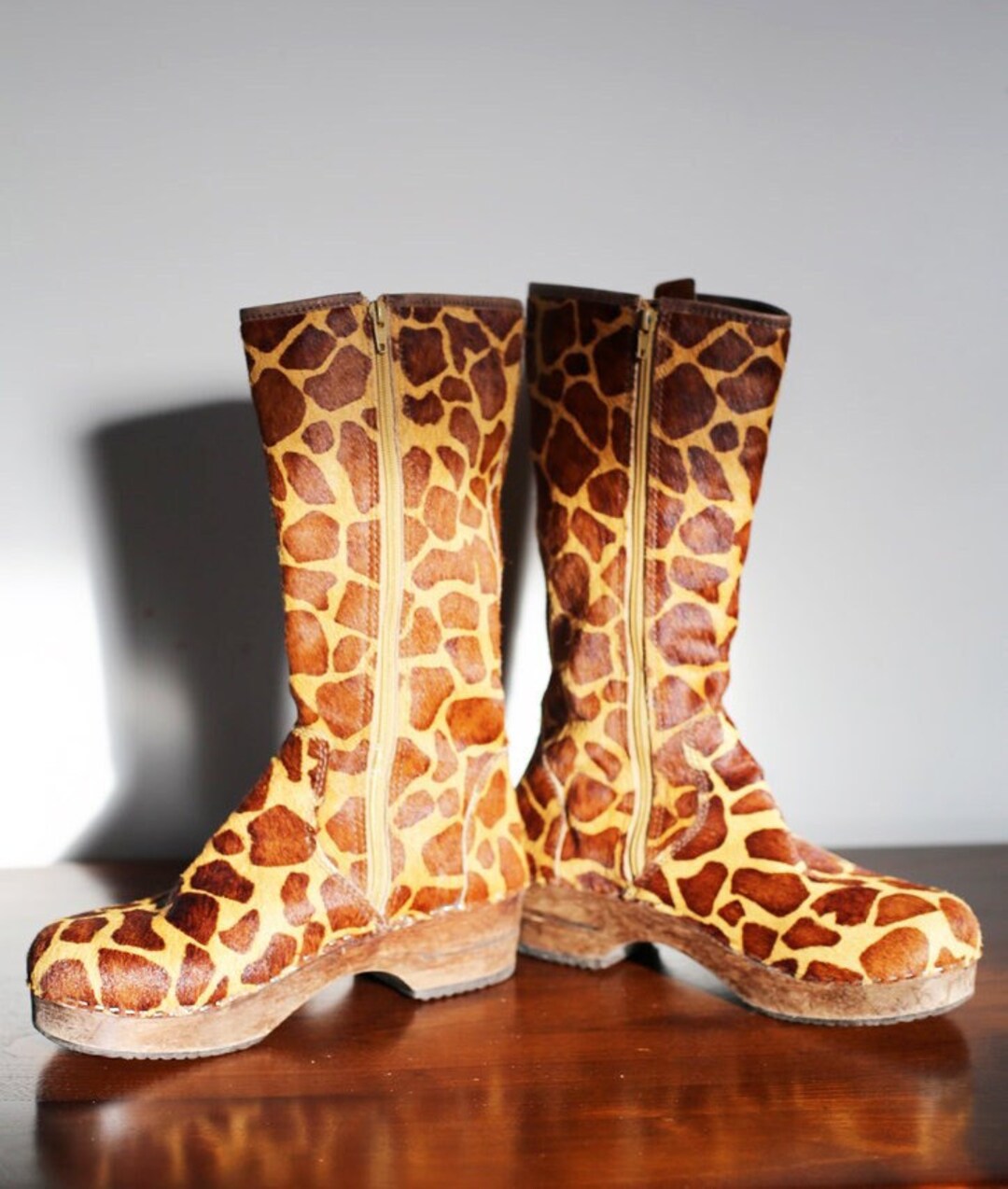 Vintage Giraffe Print Clog Boots in Womens 40 - Etsy