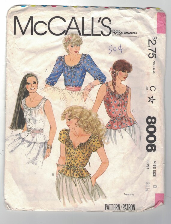 Love this Vintage 1980s Sewing Pattern McCalls 8006: Boho | Etsy