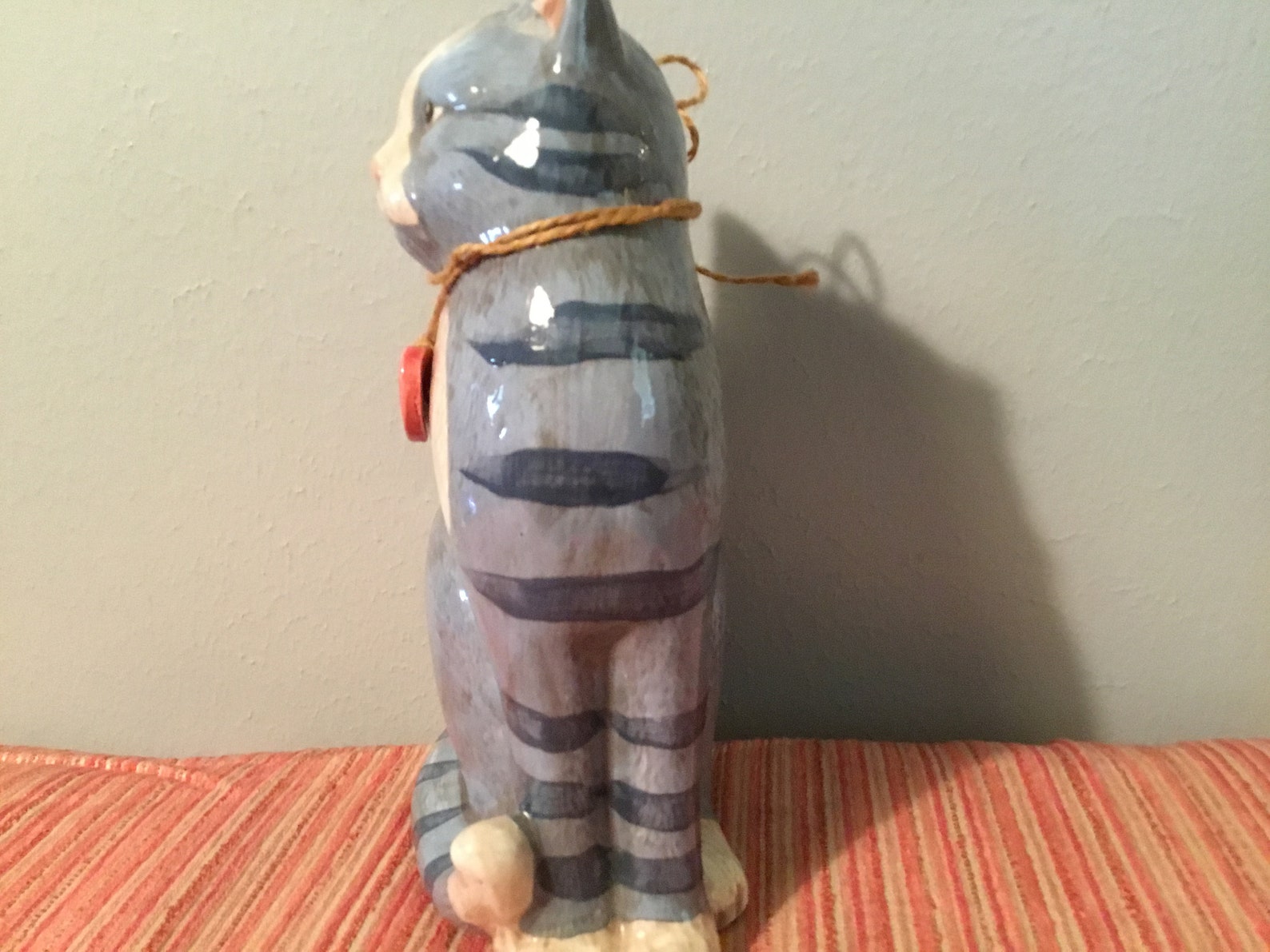 Blue Hand Painted Ceramic Cat - Etsy