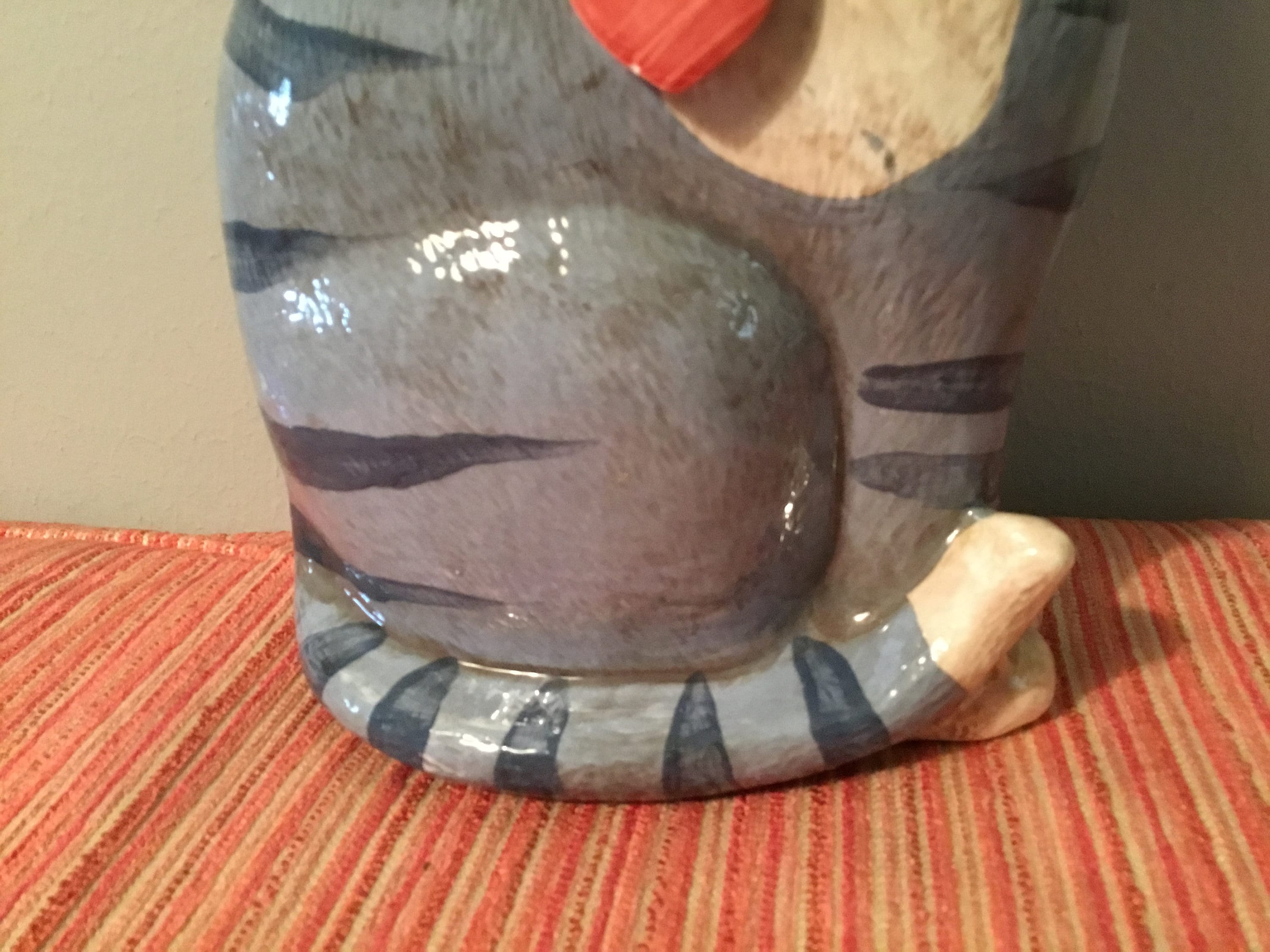 Blue Hand Painted Ceramic Cat - Etsy