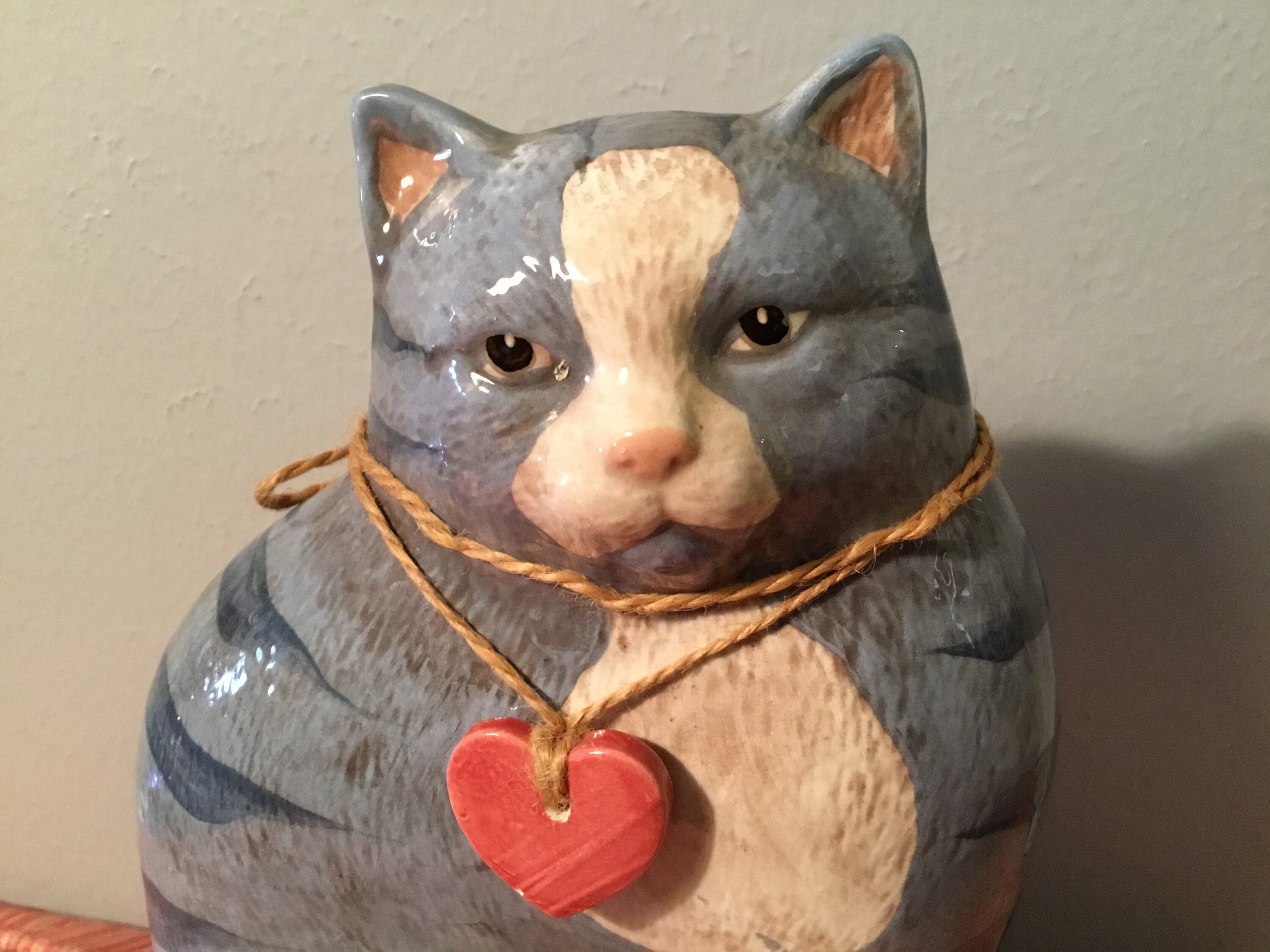 Blue Hand Painted Ceramic Cat - Etsy