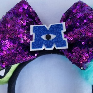 Monsters Inc/ Pixar Fest Inspired Minnie Mouse Ears With Sequins Bow - Etsy